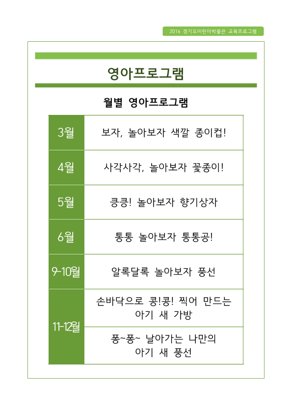 영아프로그램 2016 경기도어린이박물관 교육프로그램 경기도메모리 디지털 아카이브